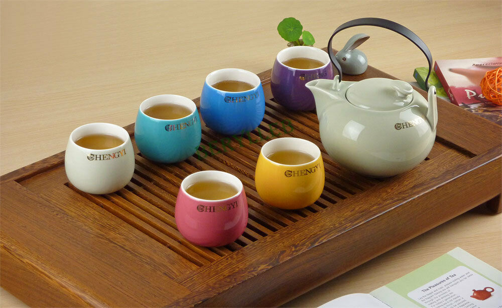 High Grade Colorful Fashion Porcelain Tea Set 7 Pcs (Teapot 700ml + 6 ...